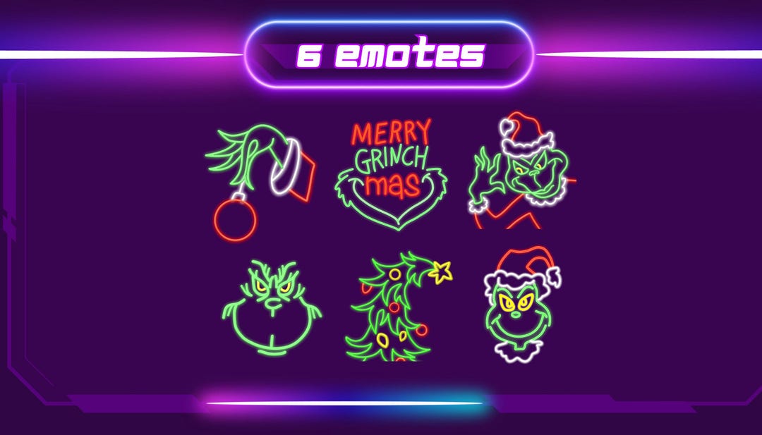 Pack 6 Neon Grinch Emote PNG – Twitch, Discord, Youtube – Transparent ...