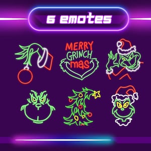 Pack 6 Neon Grinch Emote PNG – Twitch, Discord, Youtube – Transparent ...