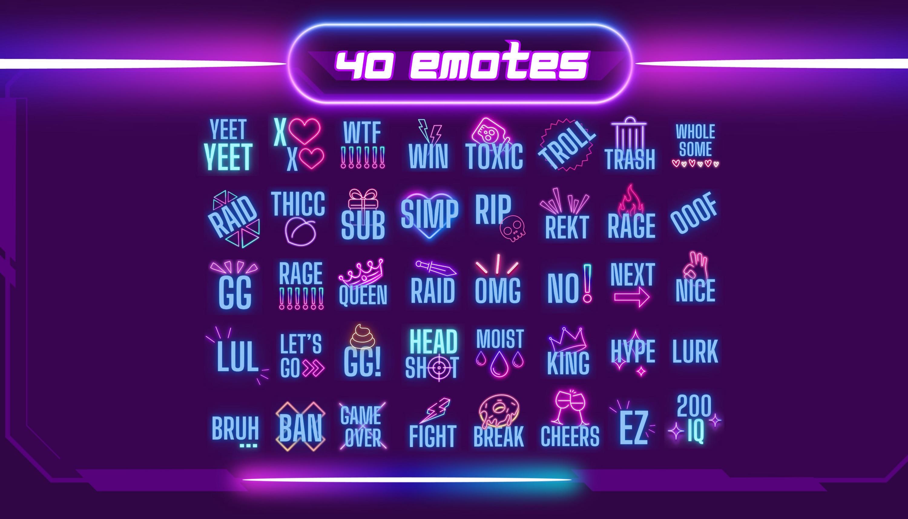 Pack 40 Neon Blue Emotes PNG – Twitch, Discord, Youtube ...