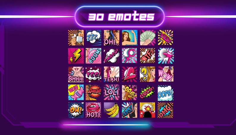 Pack 30 Emote Retro Comics Pop Art PNG – Twitch, Discord, Youtube ...