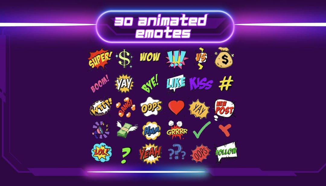Pack 30 Animated Emotes Comics Bubble Speech, Chat Reactions GIF - GG ...