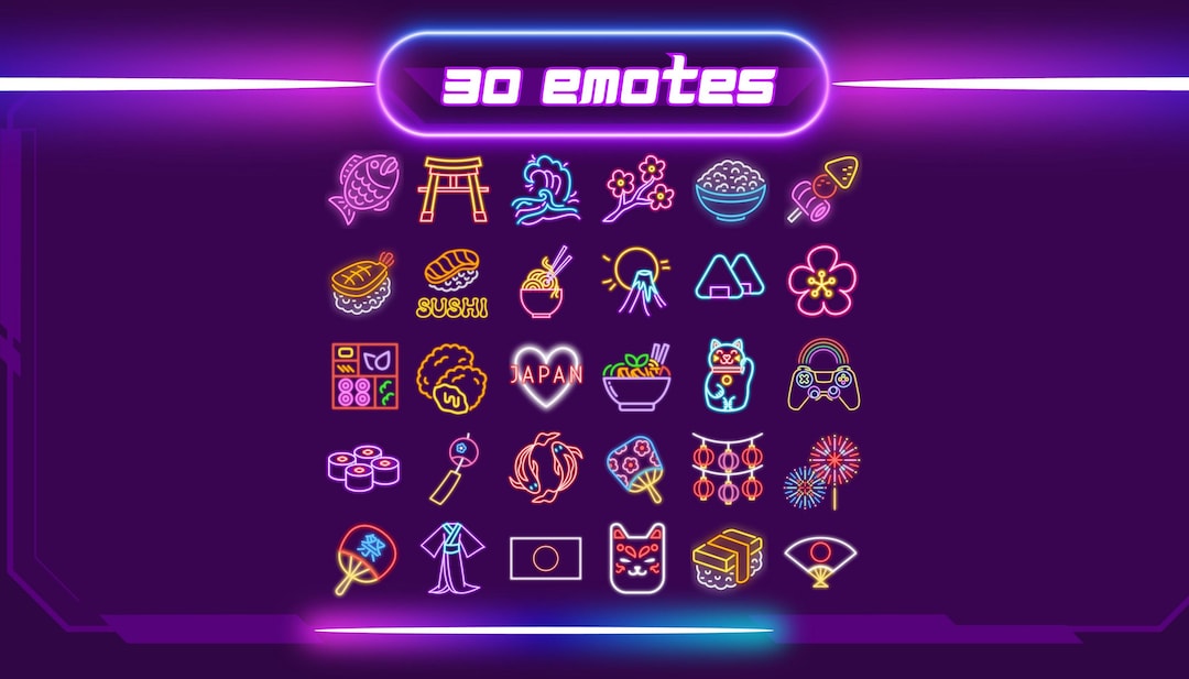 Pack 30 Neon - Japan Emote Bundle PNG – Twitch, Discord, Youtube ...