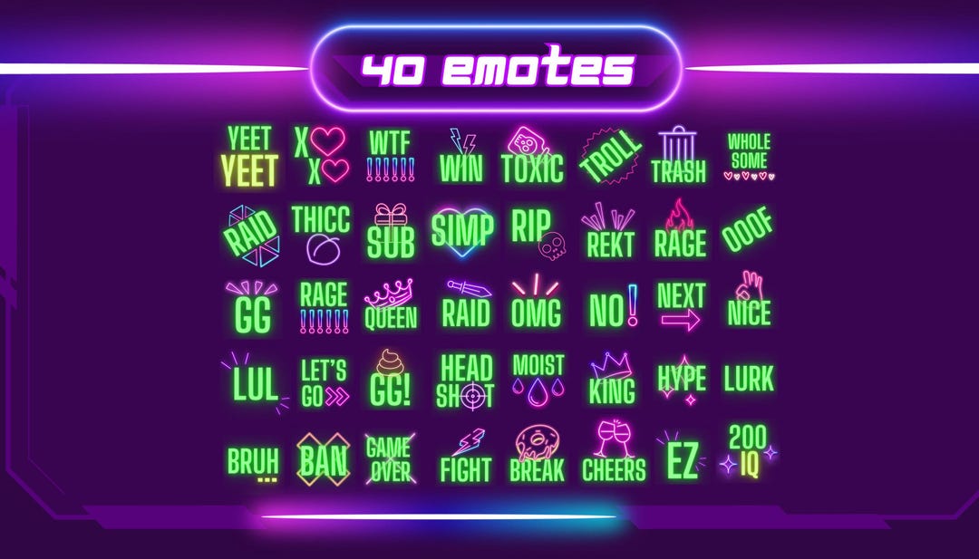 Pack 40 Neon Green Emotes PNG – Twitch, Discord, Youtube ...
