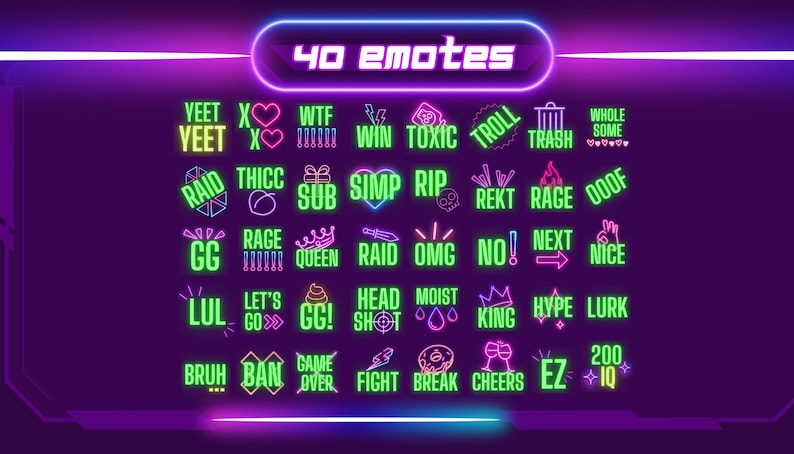Pack 40 Neon Green Emotes PNG – Twitch, Discord, Youtube ...