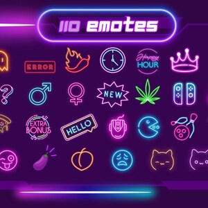 Maxi Pack 110 Neon Emote Bundle PNG – Twitch, Discord, Youtube ...
