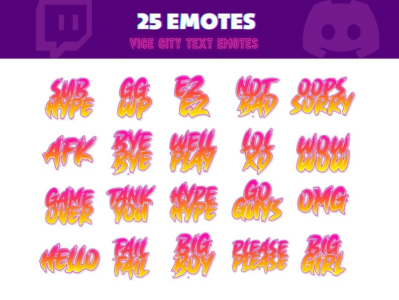 PACK 20 Text Emotes Twitch, Discord, Youtube and Other Community ...