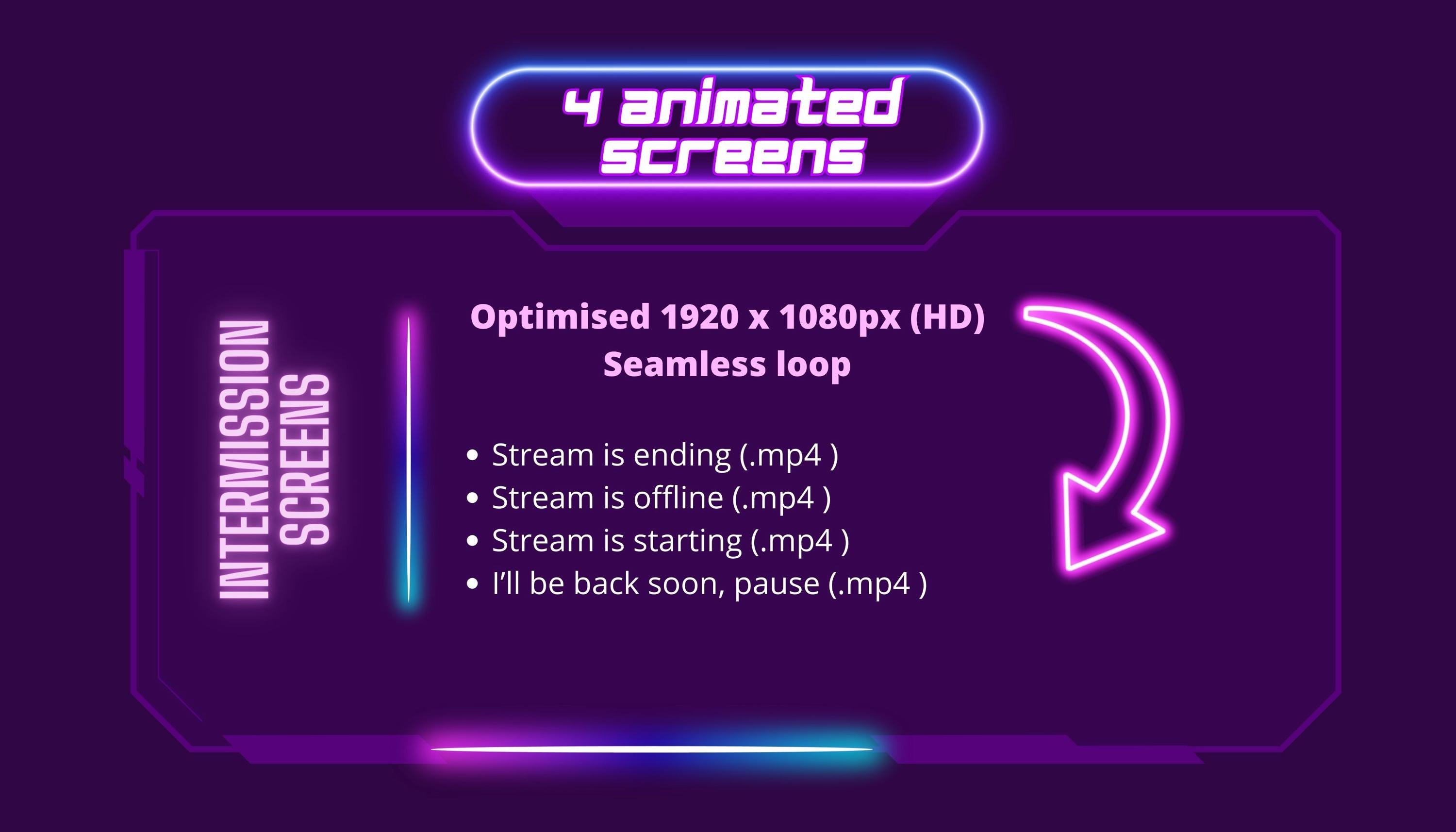 4 Electric Intermission Animated Screens | Start, Pause, End, Offline ...