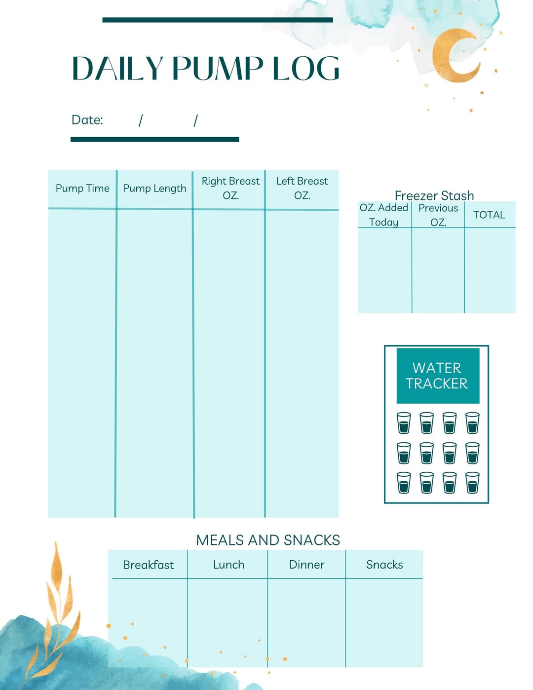 Daily Baby Log, Pumping Log, Breastfeeding, New Baby Log, Pumping, Baby ...