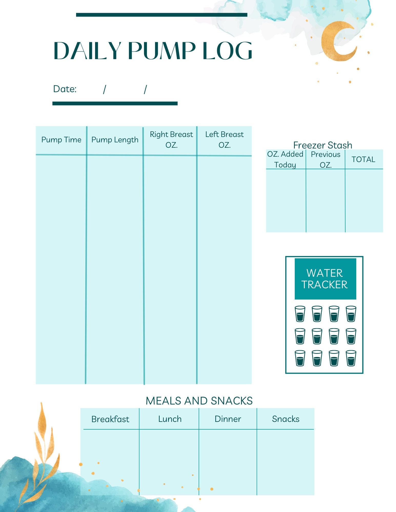 Daily Baby Log, Pumping Log, Breastfeeding, New Baby Log, Pumping, Baby ...