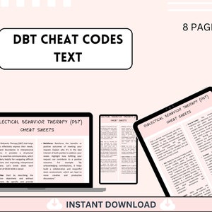 DBT Cheat Sheet, DBT Coping Skills Card, DBT Mental Health Therapy Tool ...