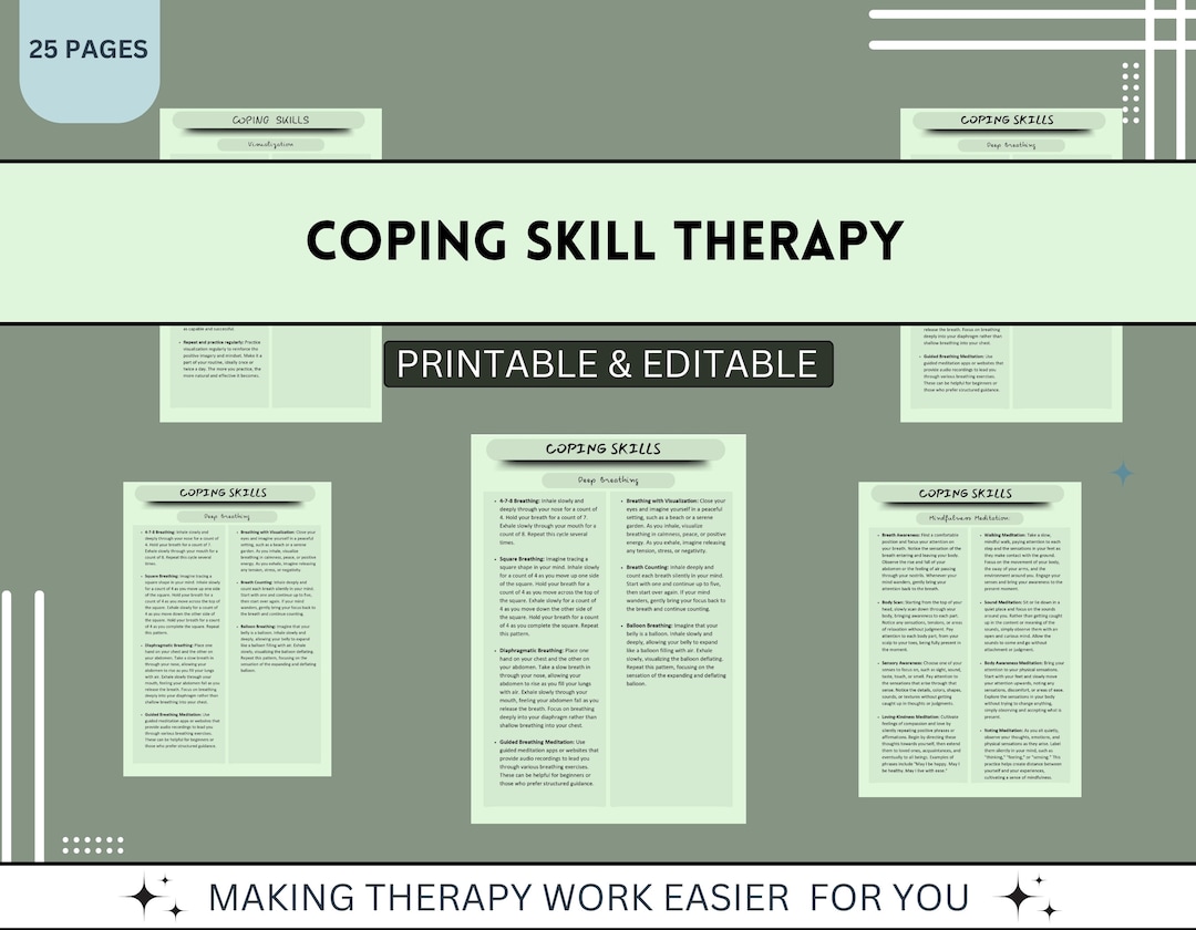 Coping Skills, Self Regulation, CBT, DBT, Mindfulness, Pdf Worksheets ...