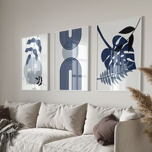 3 Piece Navy Blue Wall Art Set, Blue Printable Wall Art, Set of 3 ...