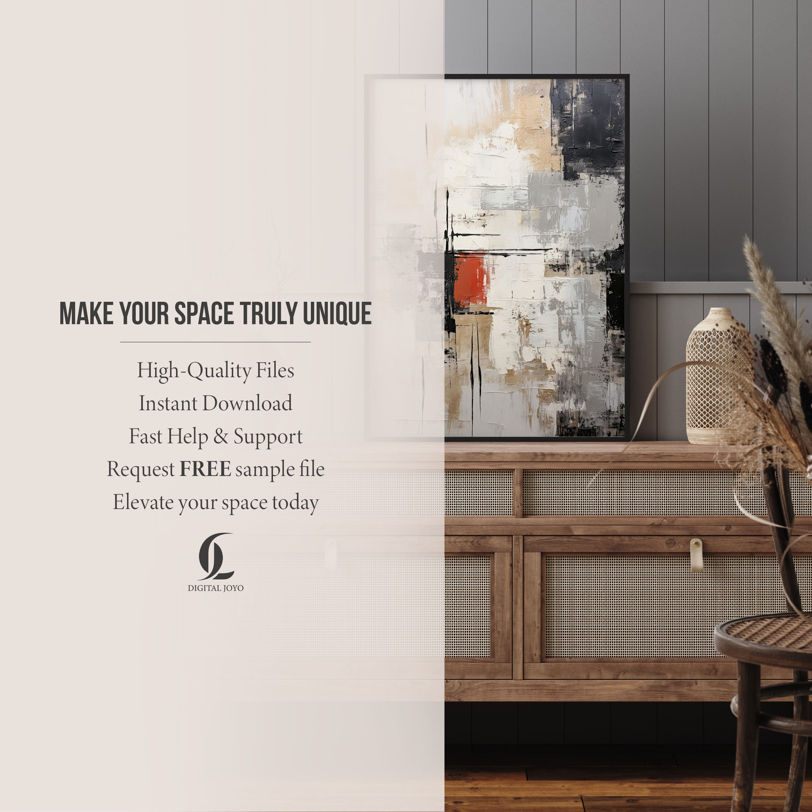 Black Red Tan Wall Art, Modern Abstract Prints, Black Red Wall Art Set ...