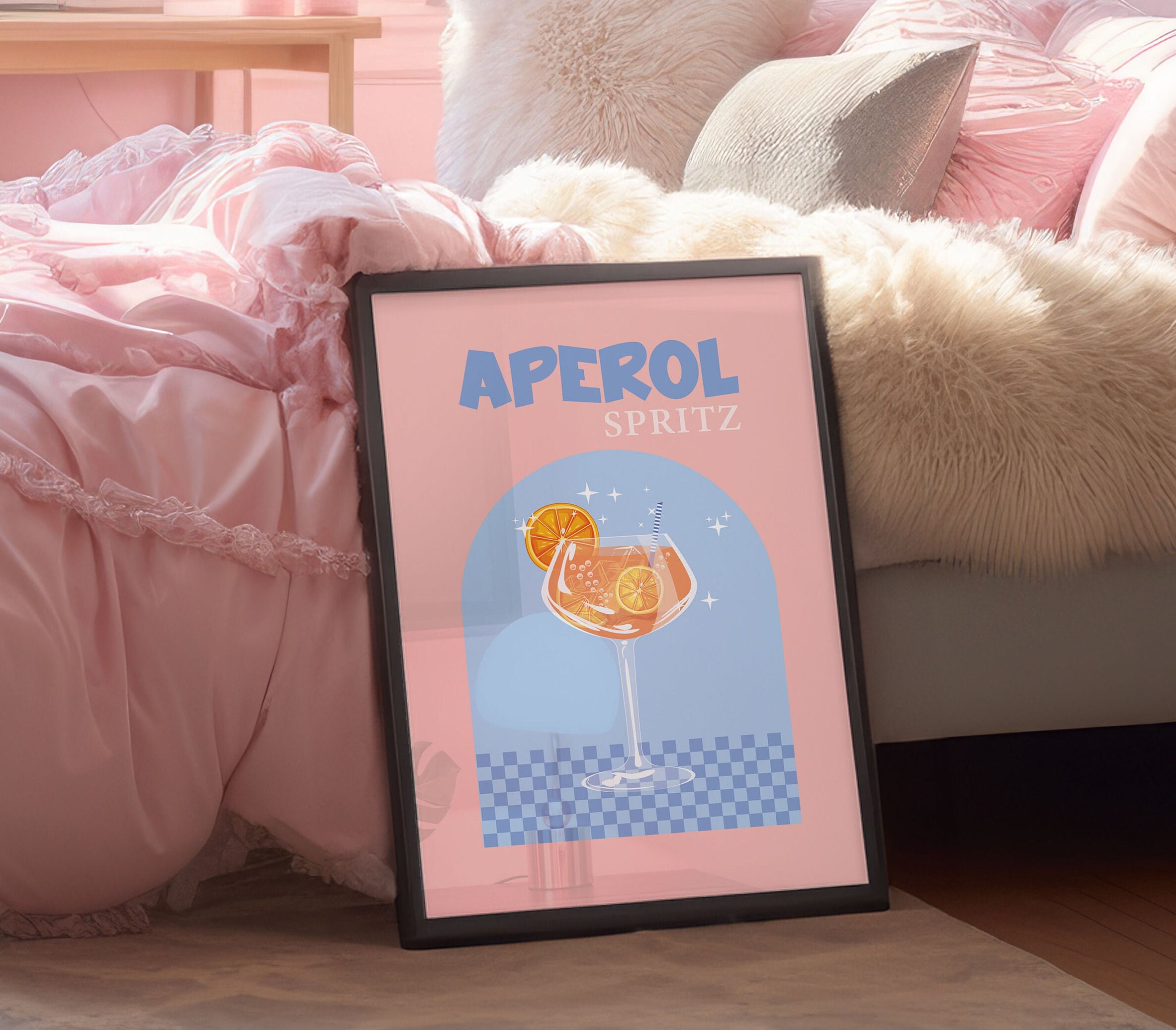Aperol Spritz Cocktail Poster Bar Cart Decor Happy Hour - Etsy