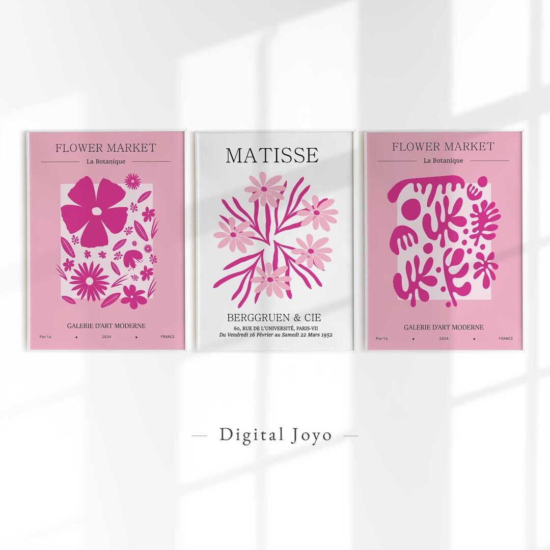 Pink Bundle Set of 3 Prints, Matisse Print, Botanical Poster, Pink Wall ...