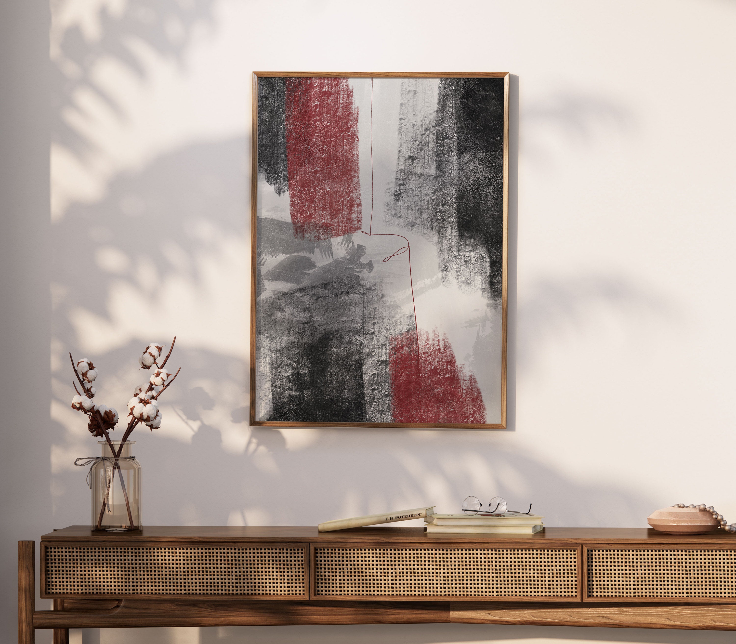 Abstract Red and Black 3 Piece Wall Decor Minimalist Black - Etsy