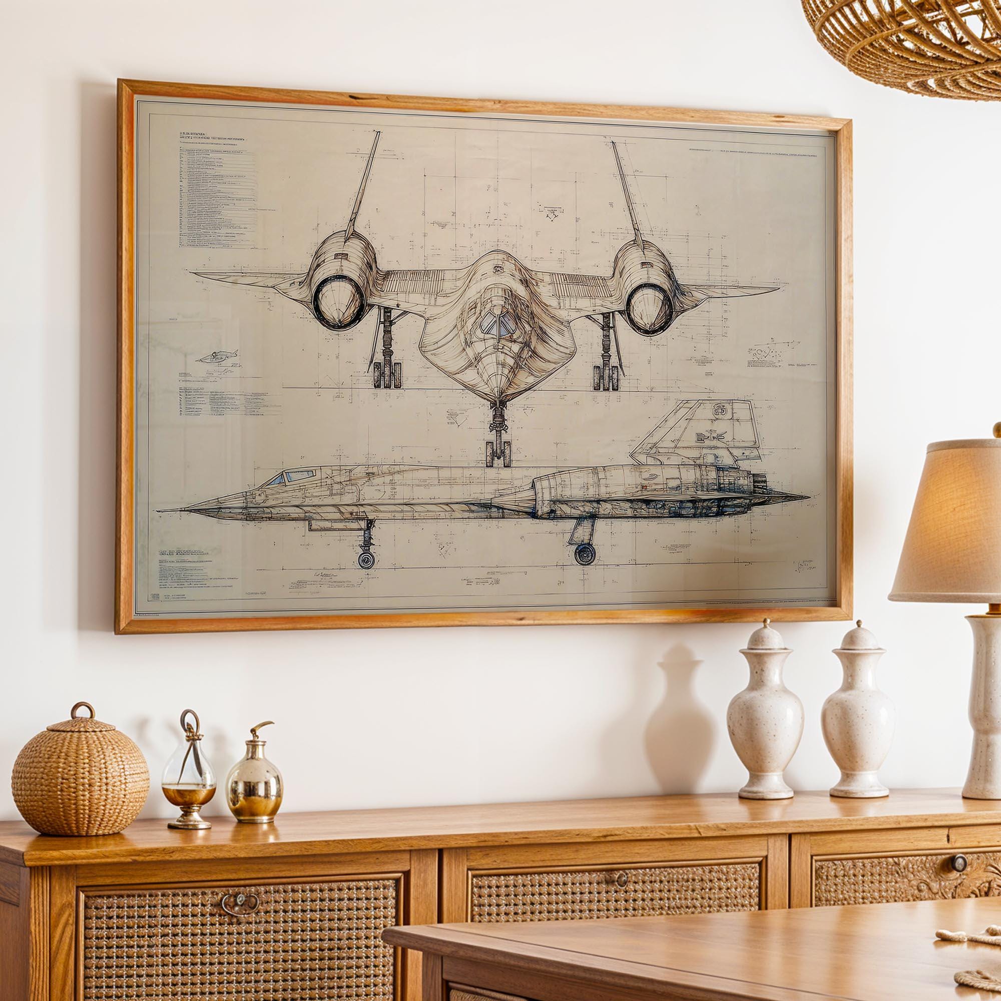 SR 71 Blueprint Wall Art, Airplane Art, Vintage Plane Poster, Digital ...