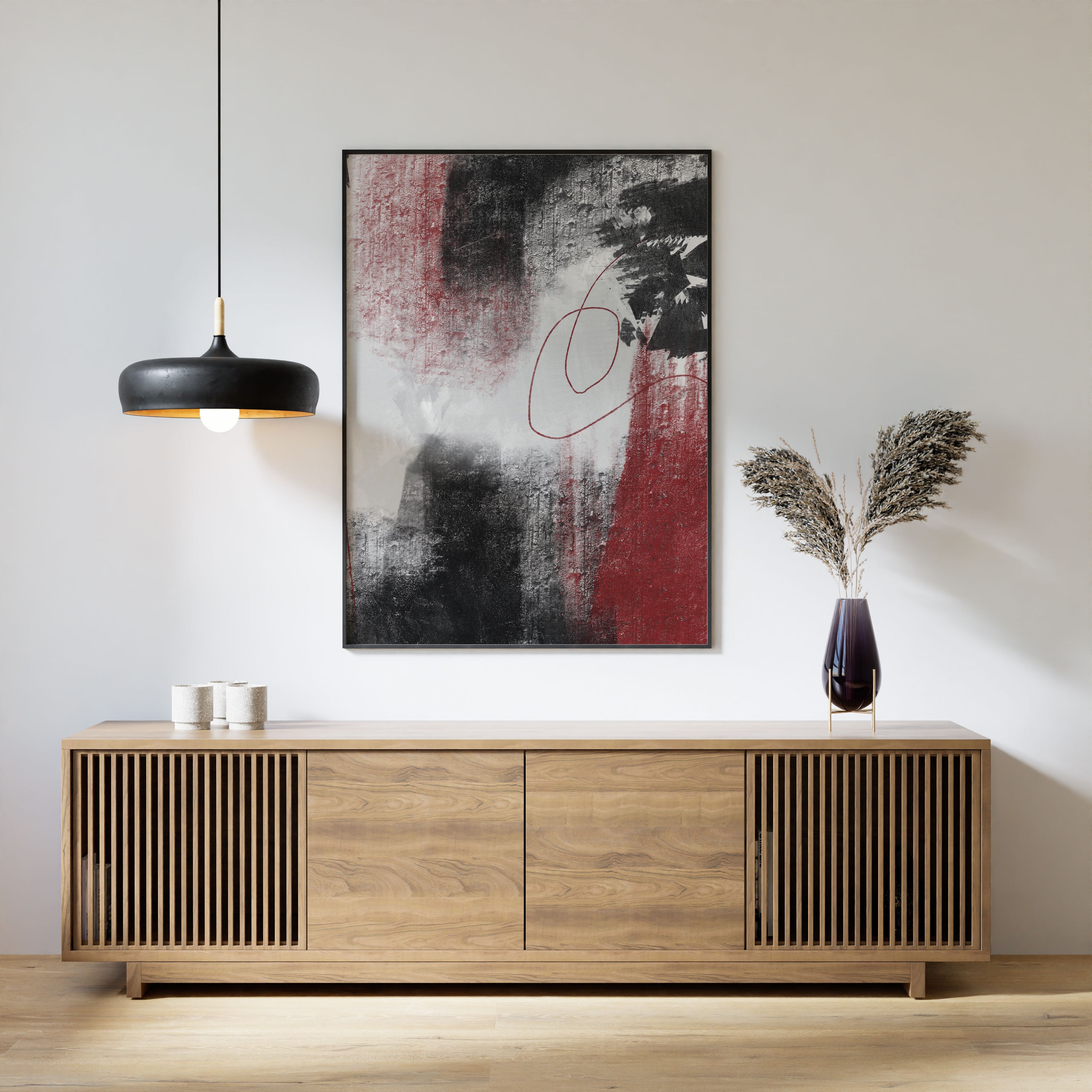 Abstract Red and Black 3 Piece Wall Decor Minimalist Black - Etsy