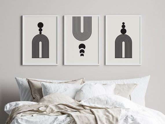 Mid Century Modern Wall Art 3 Piece Wall Art Set Gallery Etsy
