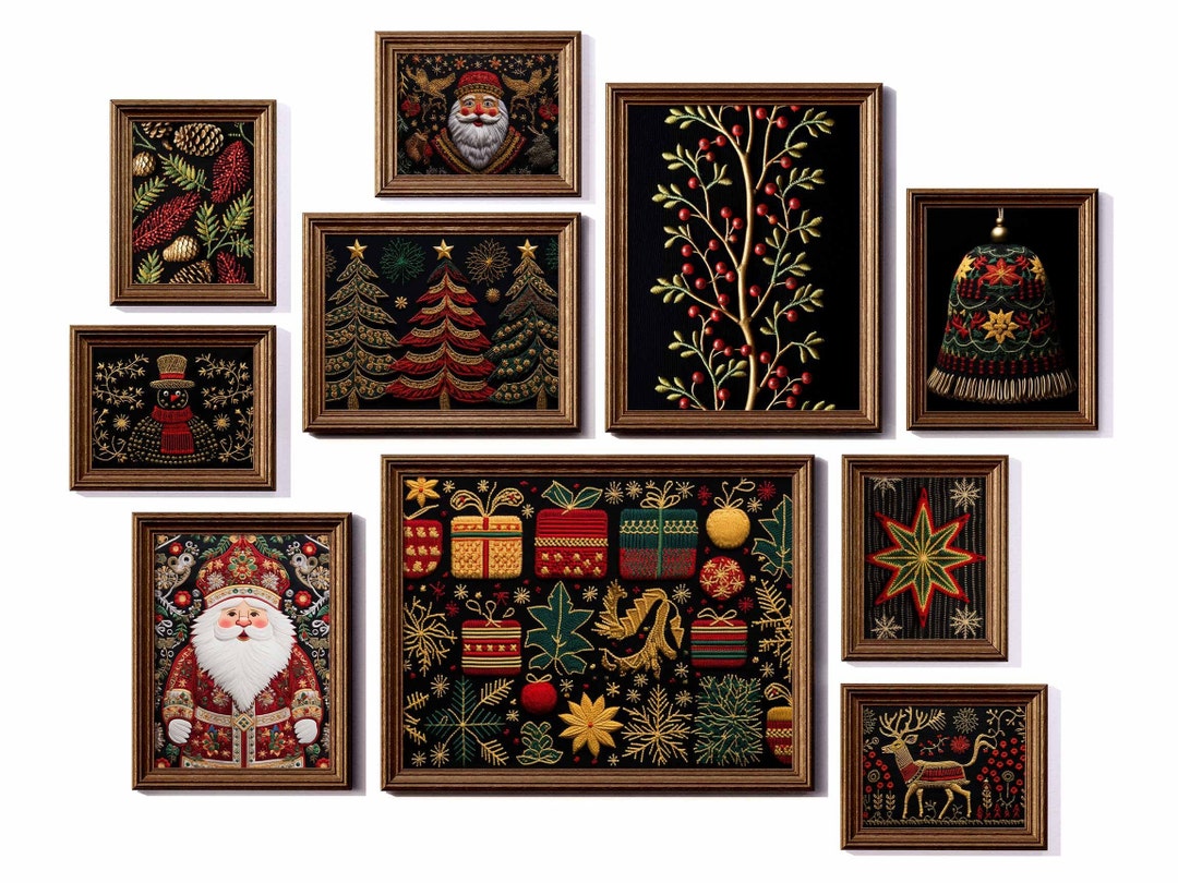Printable Christmas Wall Art Set of 10 Gallery Christmas - Etsy