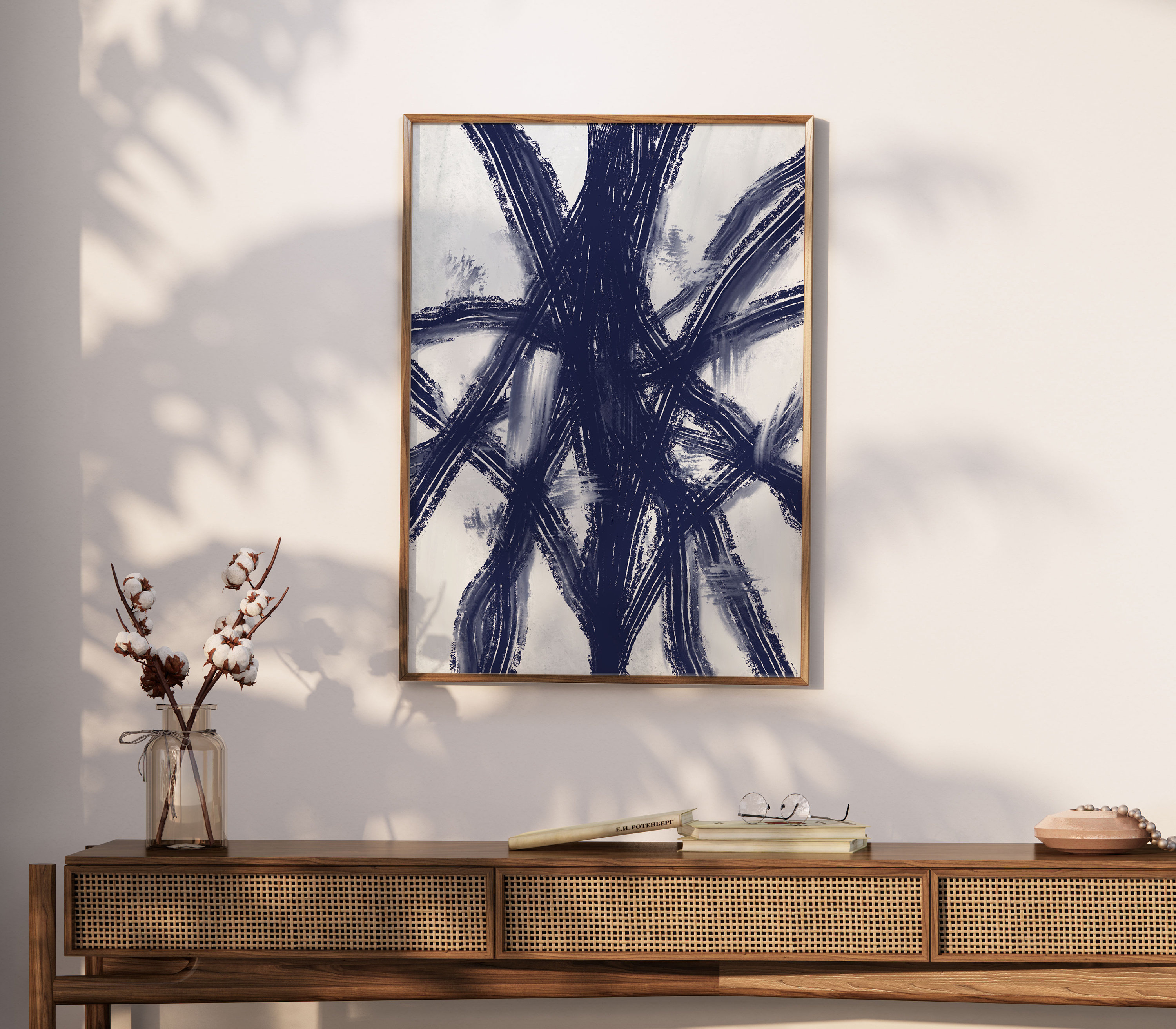 Navy Blue Abstract Wall Art Set 3 Piece Art Prints Blue - Etsy