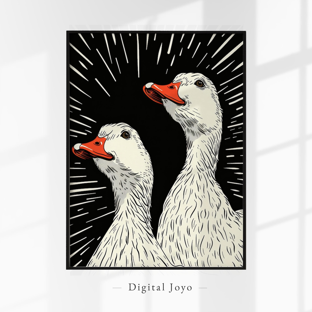 Geese Poster, Black White Wall Art, Modern Animal Print, Digital ...