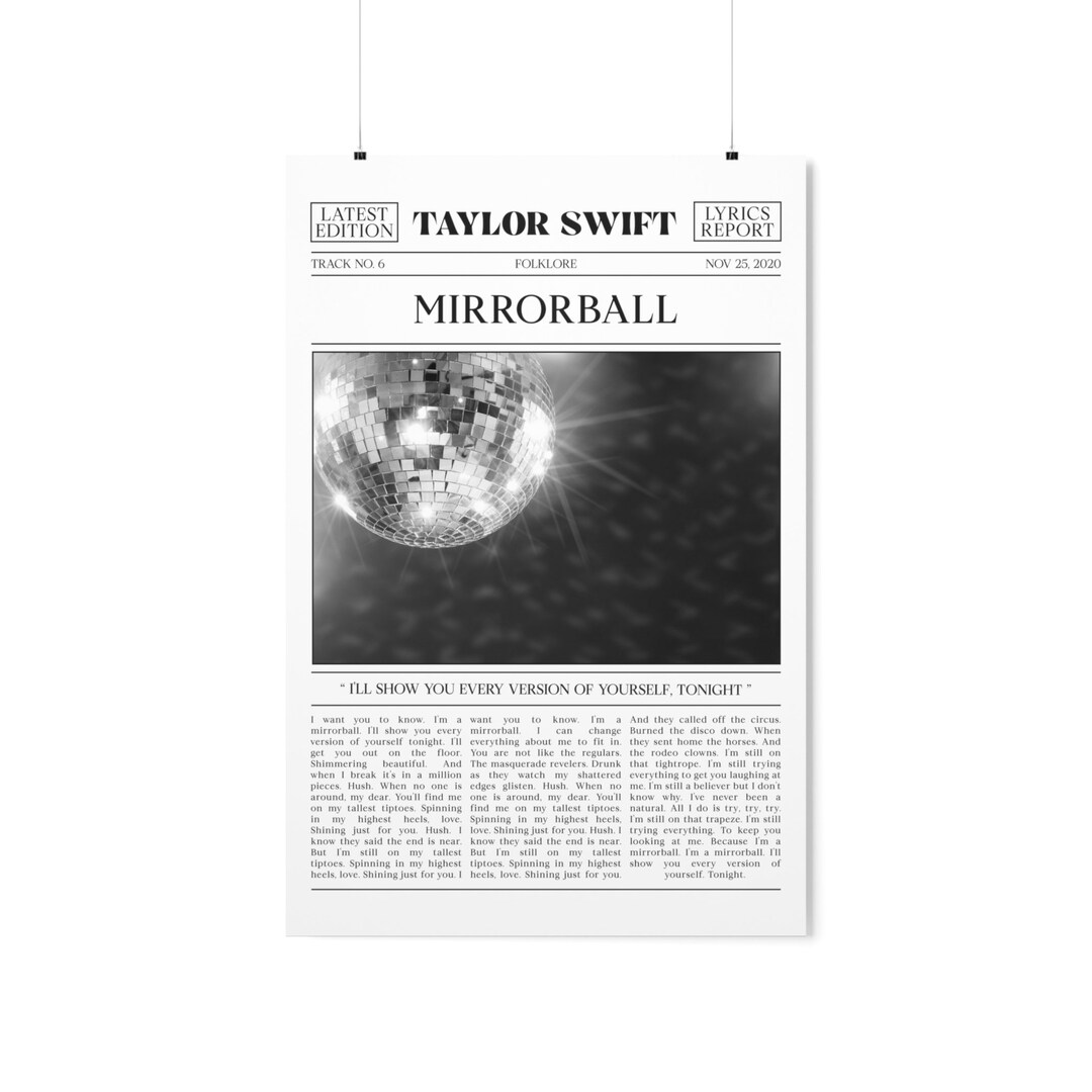 TS Mirrorball Retro Newspaper Print Mirrorball Poster - Etsy