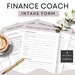 Finance Coach Intake Form Canva Template, Financial Client Onboarding ...