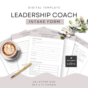 Leadership Coaching Template, Intake Form, Edit in Canva, Client ...