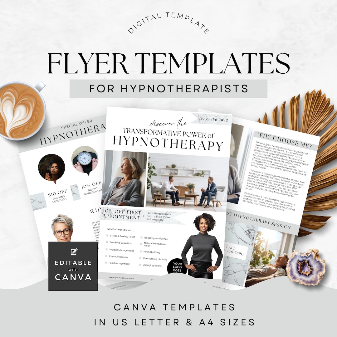 Canva Template for Hypnotherapist Flyer, Hypnotherapy Marketing ...