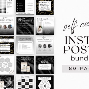 Self Care Insta Posts Canva Template for Coaches Course - Etsy