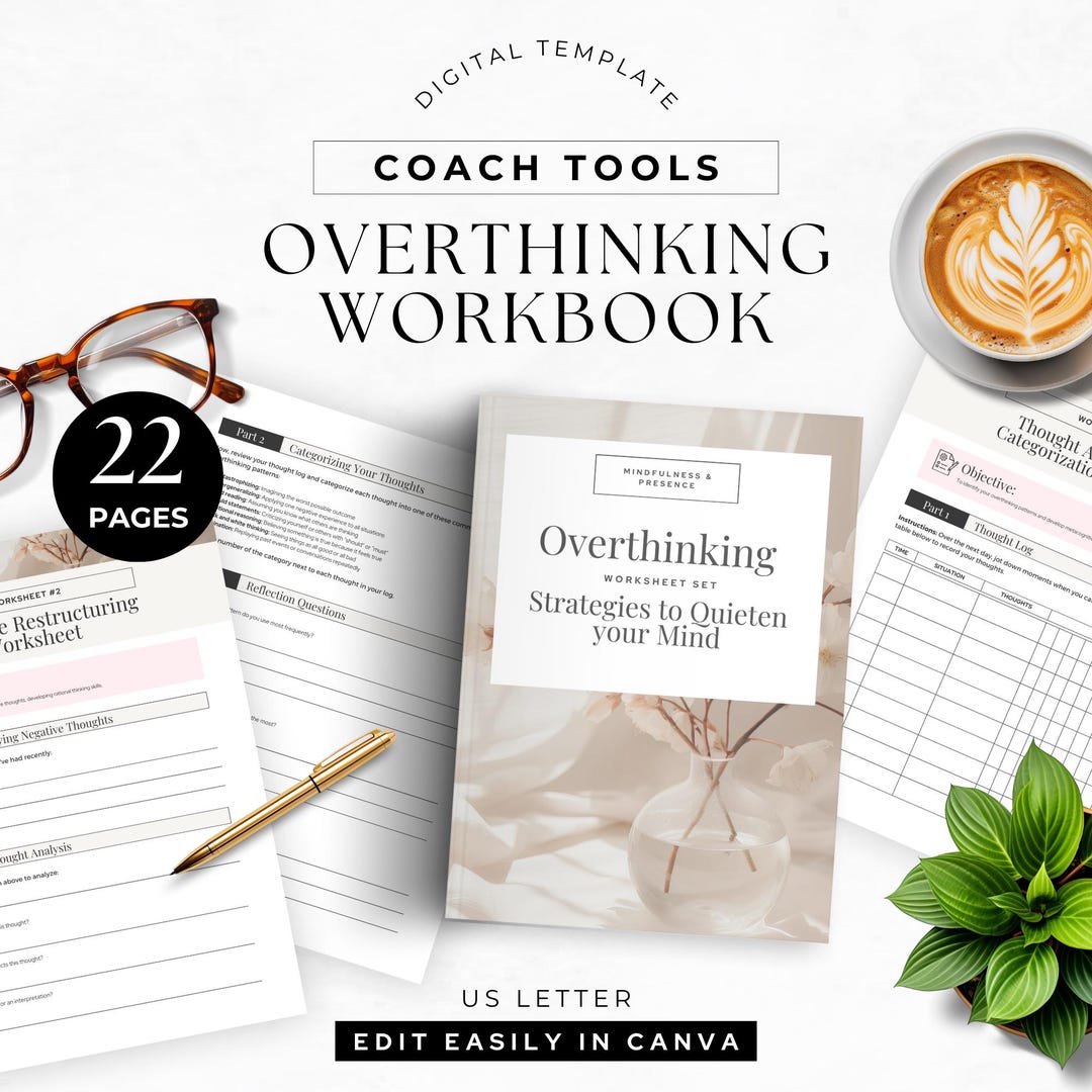 Overthinking Workbook Canva Template for Therapists and Life Coaches ...