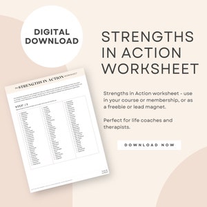 Strengths in Action Worksheet, CANVA Template, Freebie, Lead Magnet ...