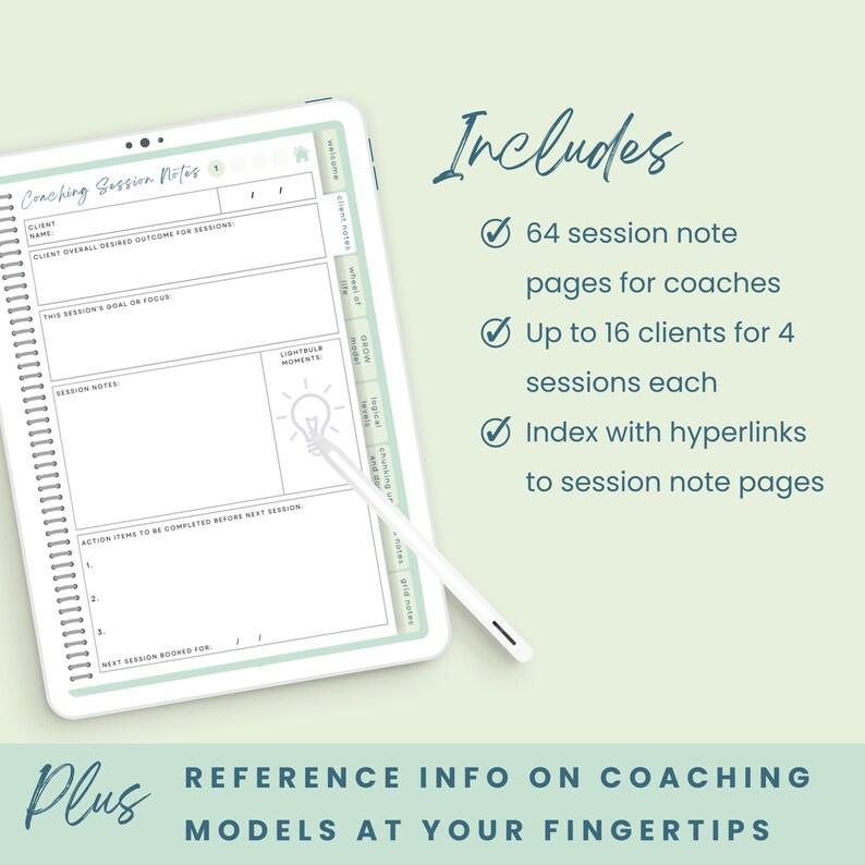 Coaching Session Notes DIGITAL Planner for Goodnotes or Notability on ...