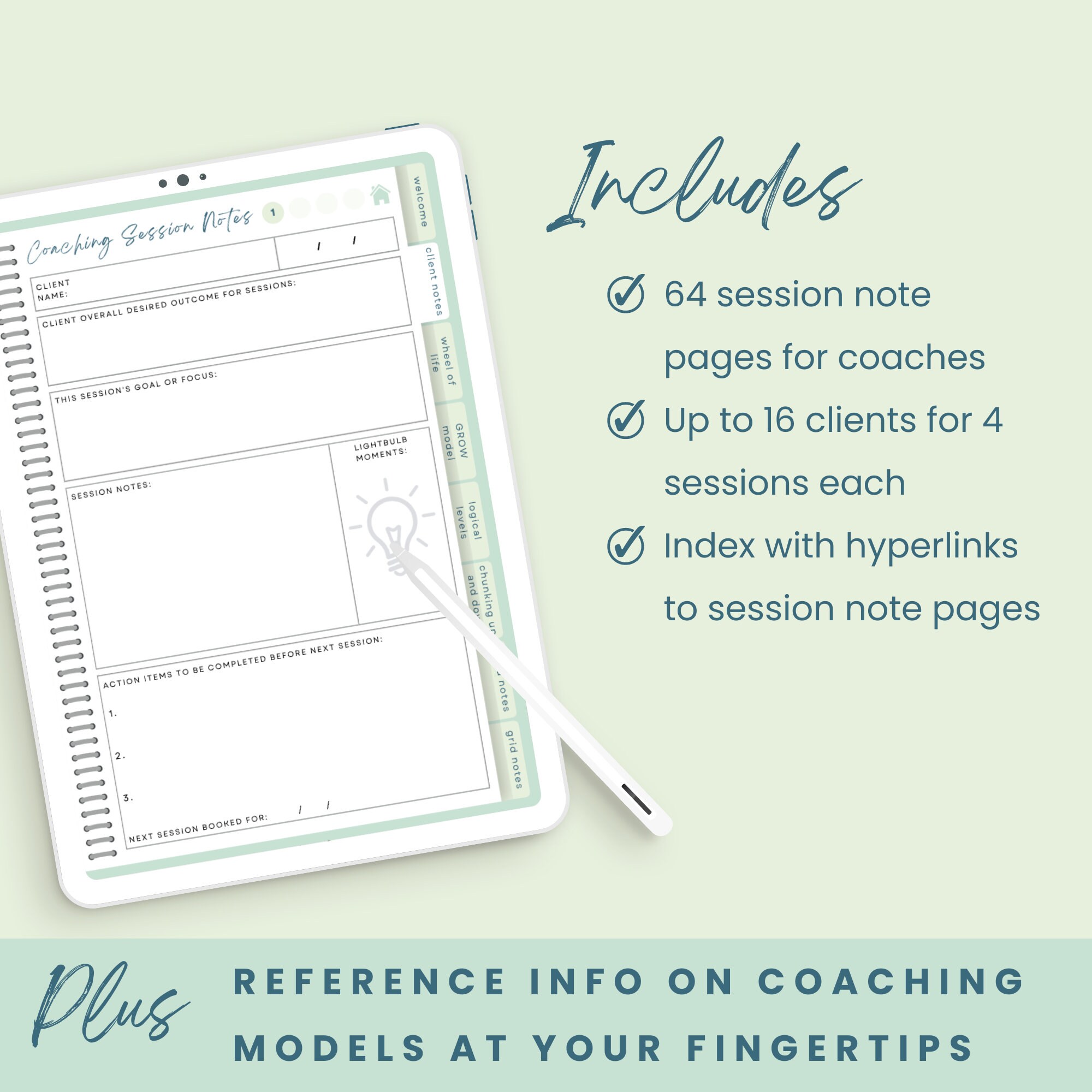 Coaching Session Notes DIGITAL Planner for Goodnotes or Notability on ...