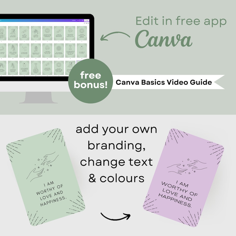 Editable Mental Health Affirmation Cards, Positive Thinking, Wellbeing ...