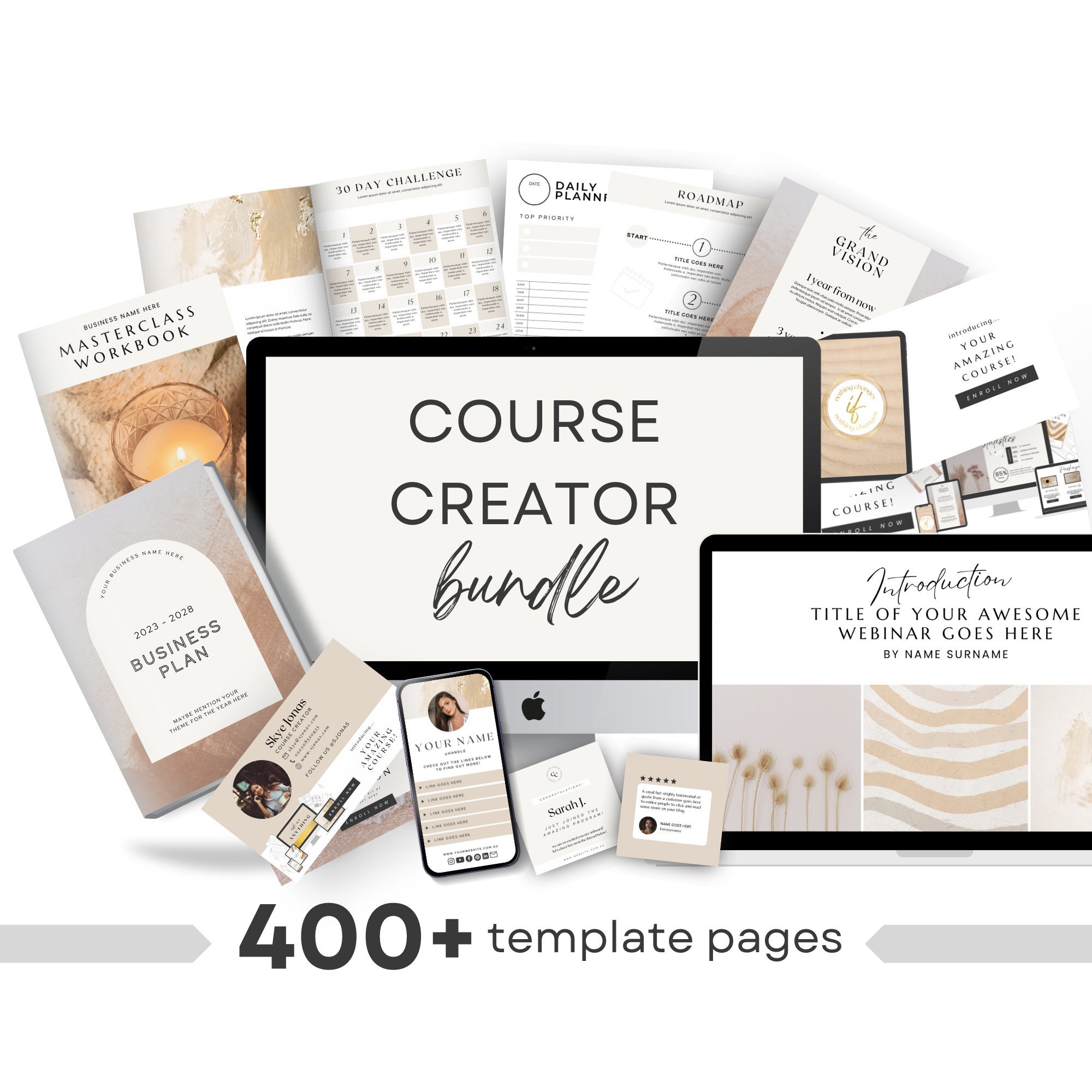 Course Creator Template Bundle, CANVA Templates, Course Toolkit, Sales ...