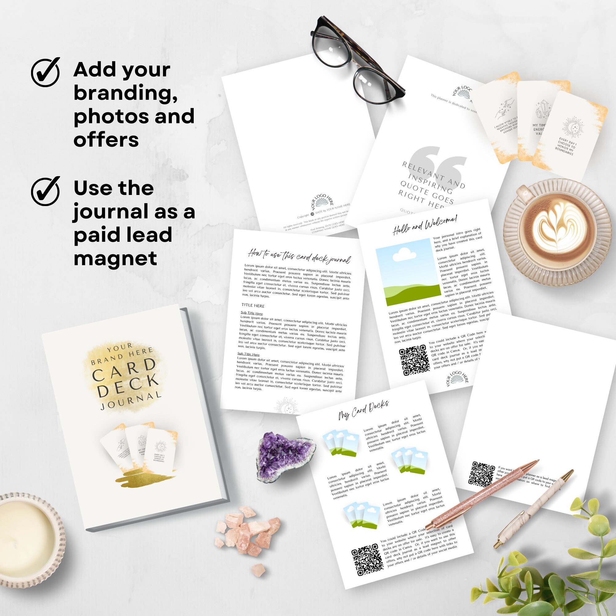 Affirmation Card Deck Creator Bundle, Card Design Canva Templates ...