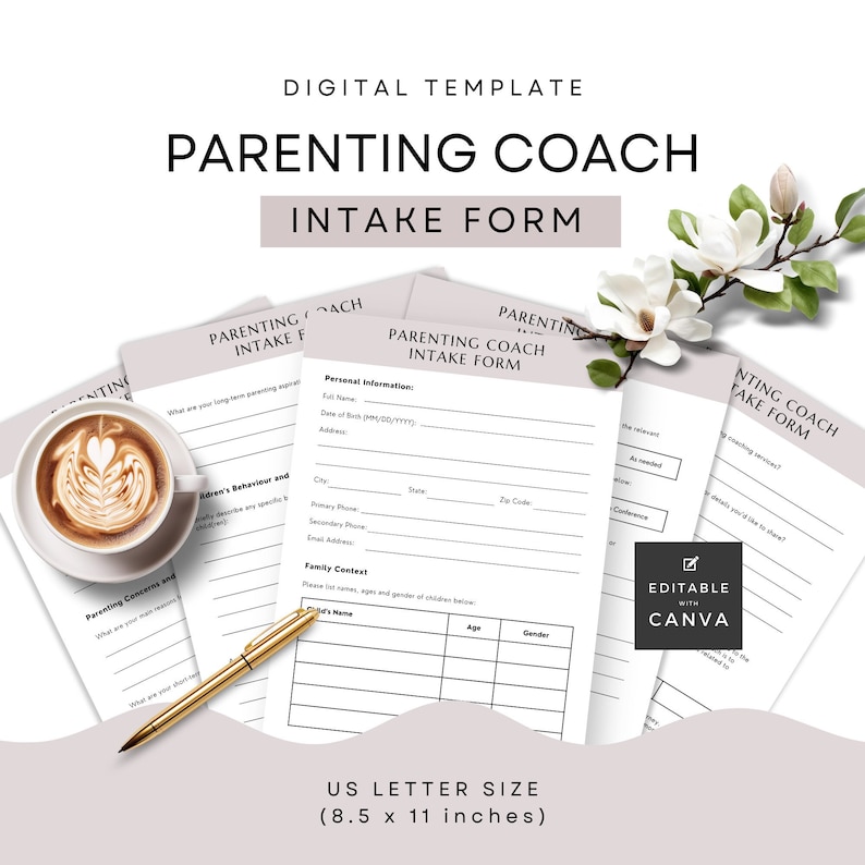 Parent Coaching Intake Form, Canva Template, Client Onboarding ...