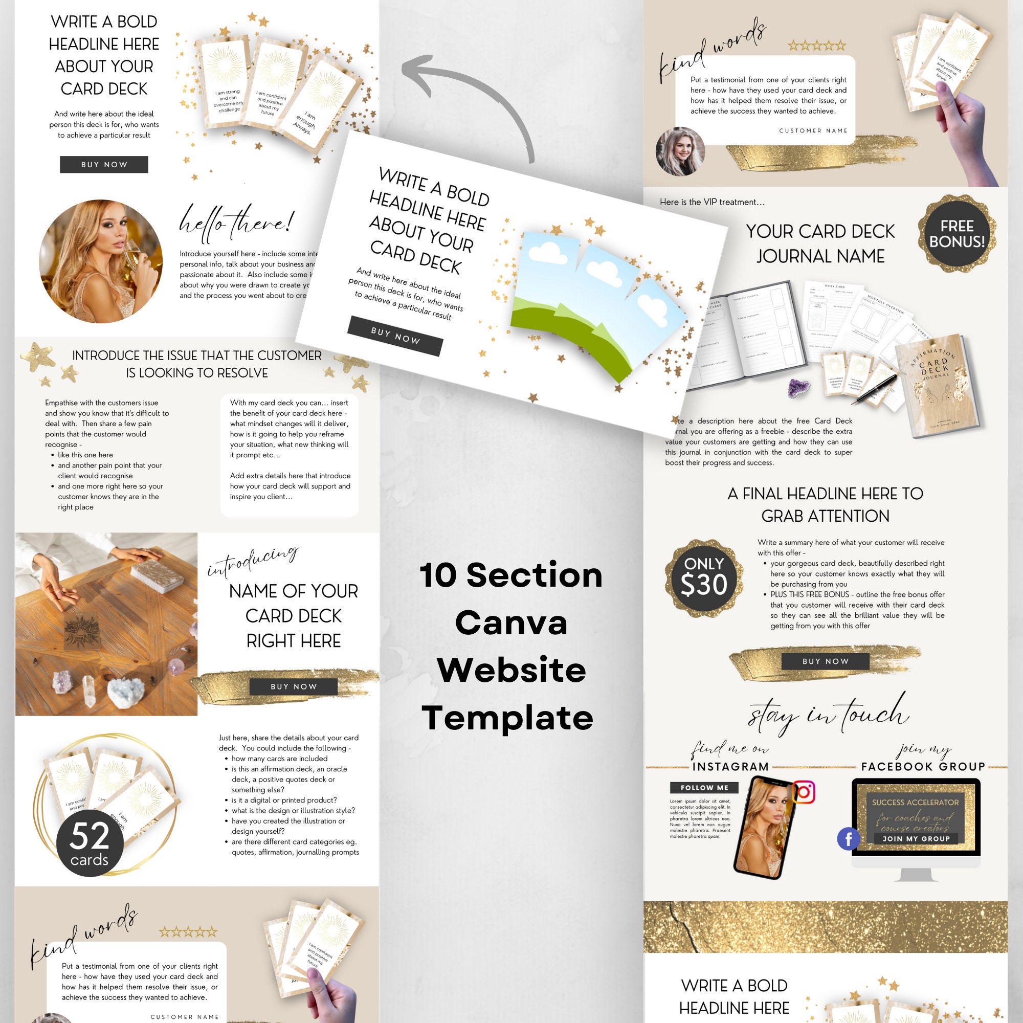 Affirmation Card Deck Creator Bundle, Card Design Canva Templates ...