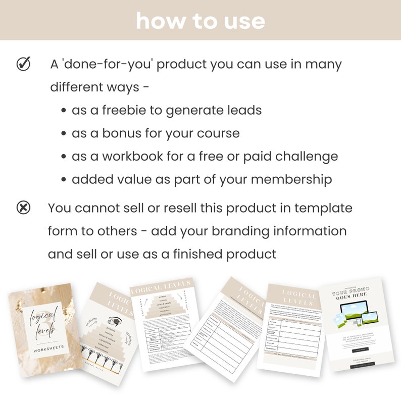 Logical Levels Coaching Worksheets, Freebie, Lead Magnet, Handout ...