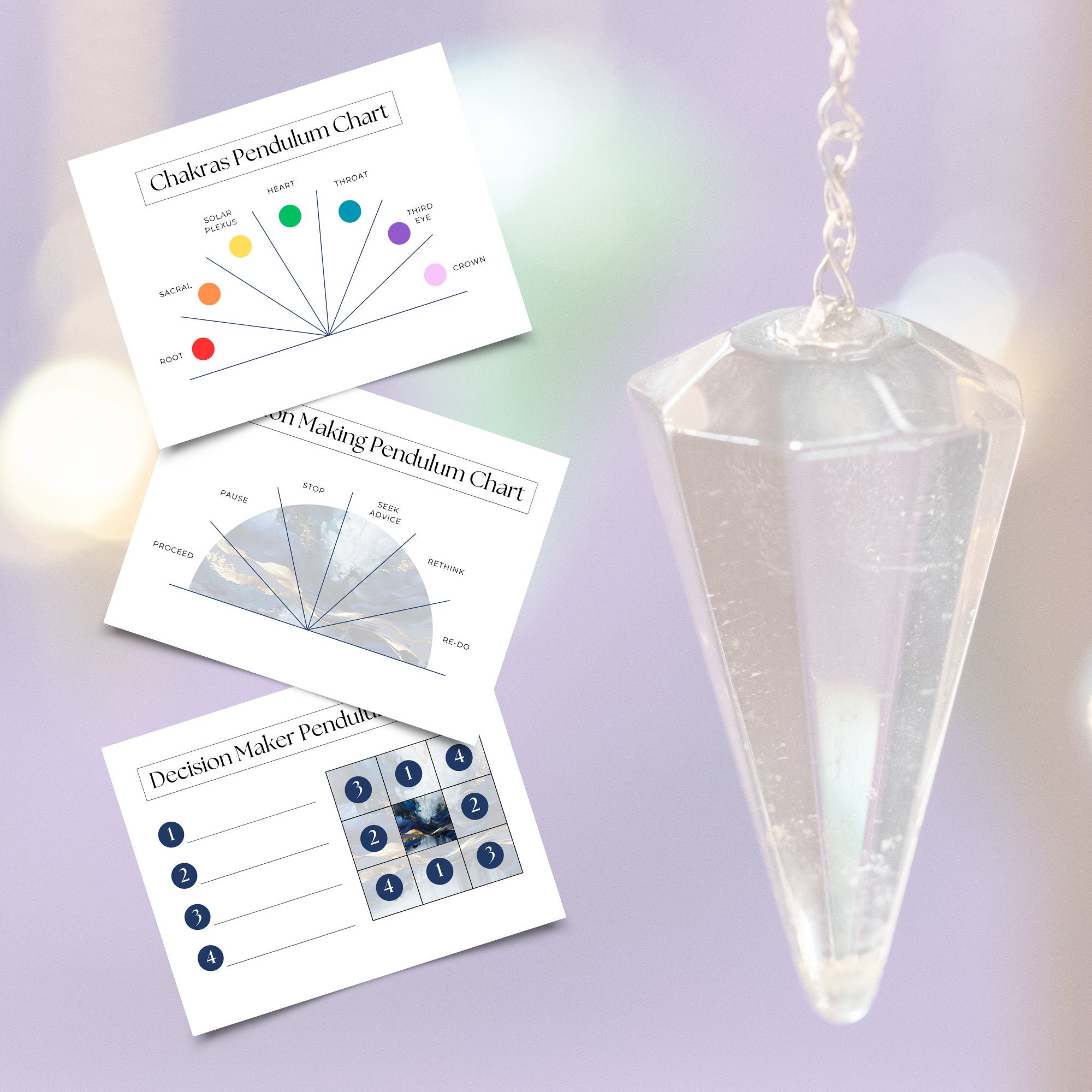Pendulum Chart Bundle for Spiritual Coach, Dowsing Board Printable ...