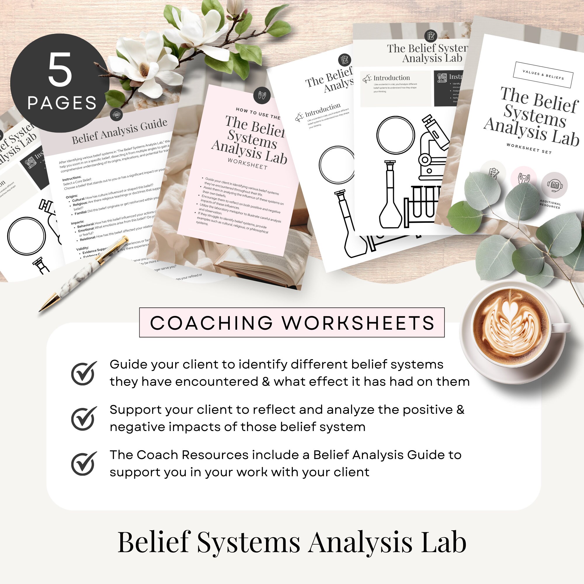 Coaching Worksheet Belief Systems Analysis, Canva Template, Self ...