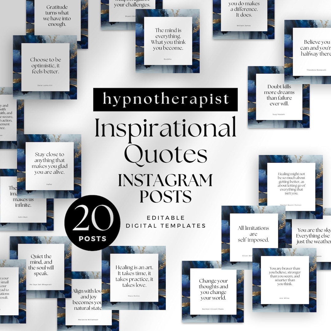 Inspirational Quotes Insta Posts Canva Template Hypnotherapist Life ...