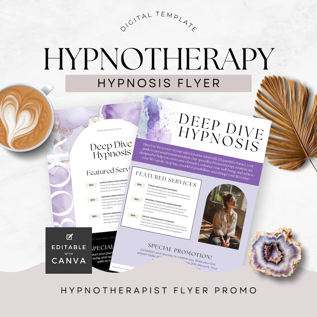Hypnotherapist Flyer Canva Template Hypnotherapy Marketing Hypnosis ...