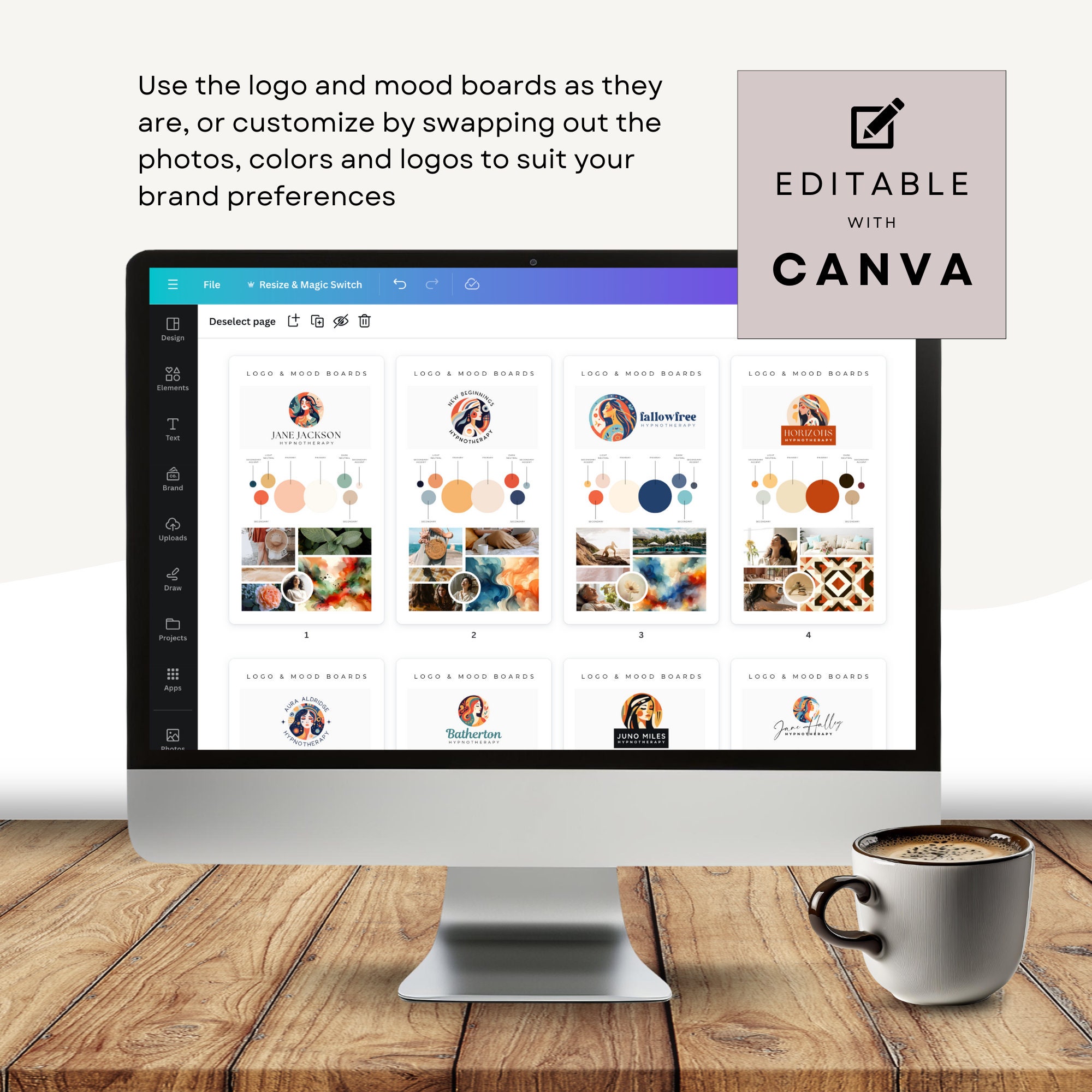 Hypnotherapy Logo Mood Board Canva Template, DIY Branding for ...