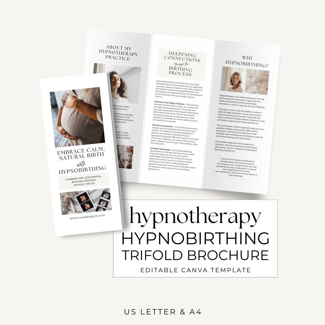 Hypnotherapy Trifold Pamphlet Hypnobirthing, Hypnotherapist Promo ...
