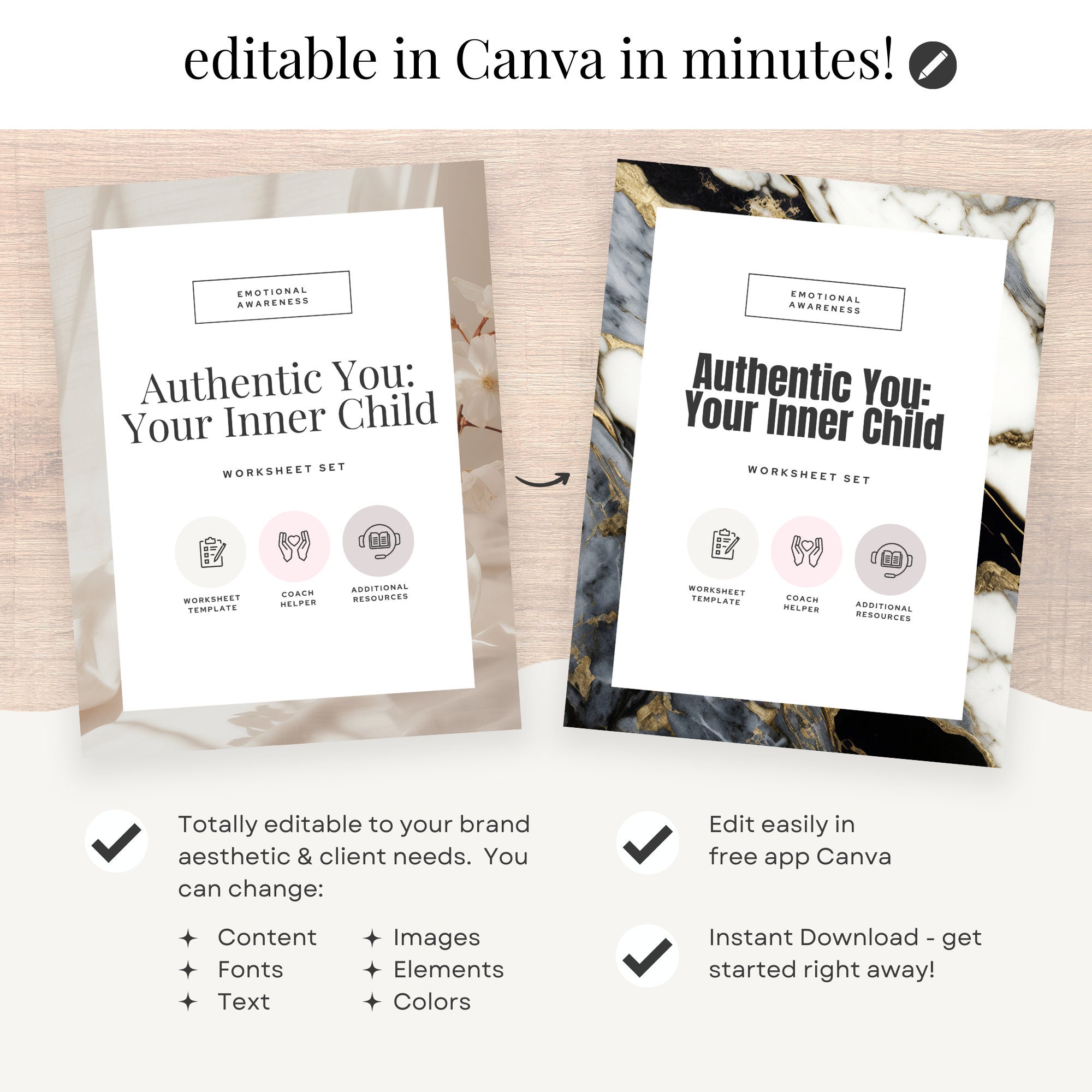 Inner Child Worksheet, Canva Template, Shadow Work, Authentic Self ...