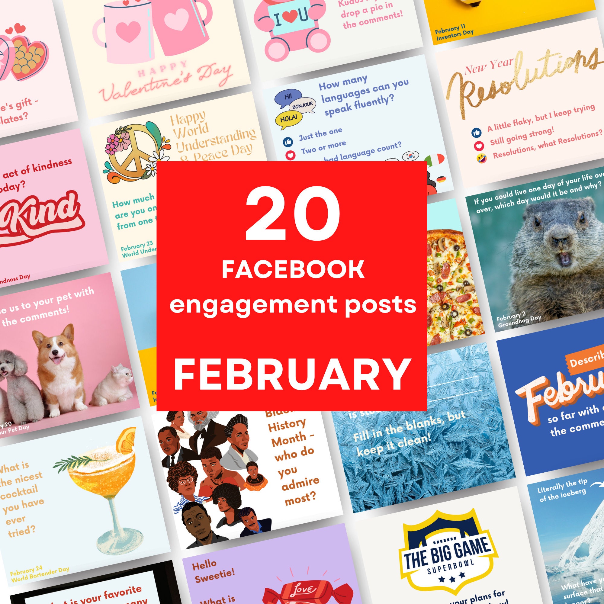 FEBRUARY Facebook Group Engagement Posts, Membership Engagement Posts ...