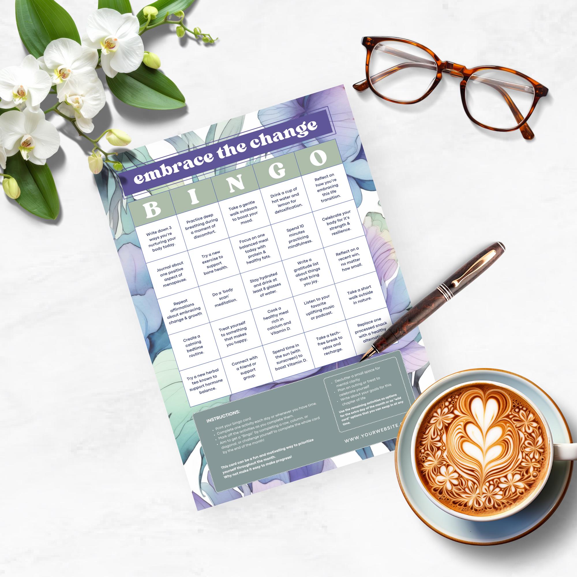 Menopause Coach Freebie Bingo Card Canva Template Lead Magnet Client ...